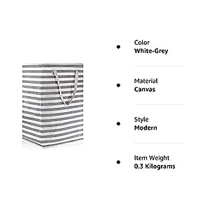 Collapsible Laundry Hamper with Handles, Large Laundry Basket 75L Freestanding Square Storage Bin Towels Toy Clothes Organizer Canvas Waterproof Laundry Baskets for Home Travel School (Grey White)