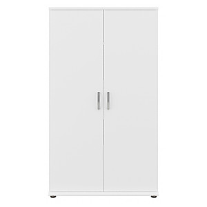 Bush Business Furniture Universal Tall Clothing Storage Cabinet with Doors and Shelves, White