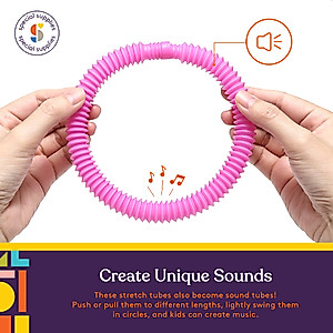 Special Supplies 30-Pack Mini Fun Pull and Pop Fun Tubes Mini for Kids Stretch, Bend, Build, and Connect Toy, Provide Tactile and Auditory Sensory Play, Reusable Storage Container, Colorful