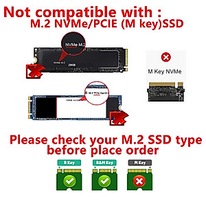 ELUTENG M.2 SATA to SATA Adapter (Not Support NVME/M.2 PCIE) MSATA and B Key/B&M Key M.2 NGFF SDD to 2.5" SATA III 2 in 1 Converter Supports MSATA/M.2 NGFF SSD Not for M Key