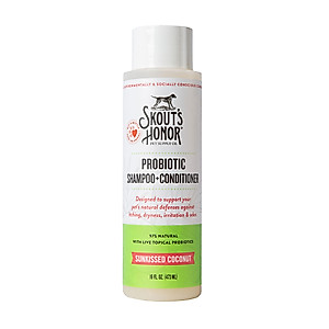 Skout's Honor Probiotic Pet Shampoo & Conditioner with Avocado Oil & Omega-3s, 97% Natural, Paraben & Sulfate-Free, Cruelty-Free, 16oz, Sunkissed Coconut