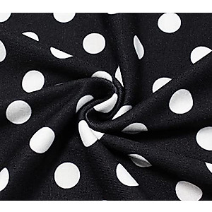 Lyrur Women's Vintage Polka Dot Black Wrap Dresses Knee Length Short Sleeves Sheath V Neck Casual Party Work Dress(L,9069-Black Dot)