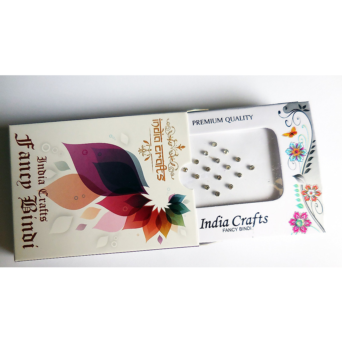 India Crafts 120 Bindi Dots Diamond Crystal Fake Nose Stud/Ear Stud Bindi Stickers Bindi Crystal