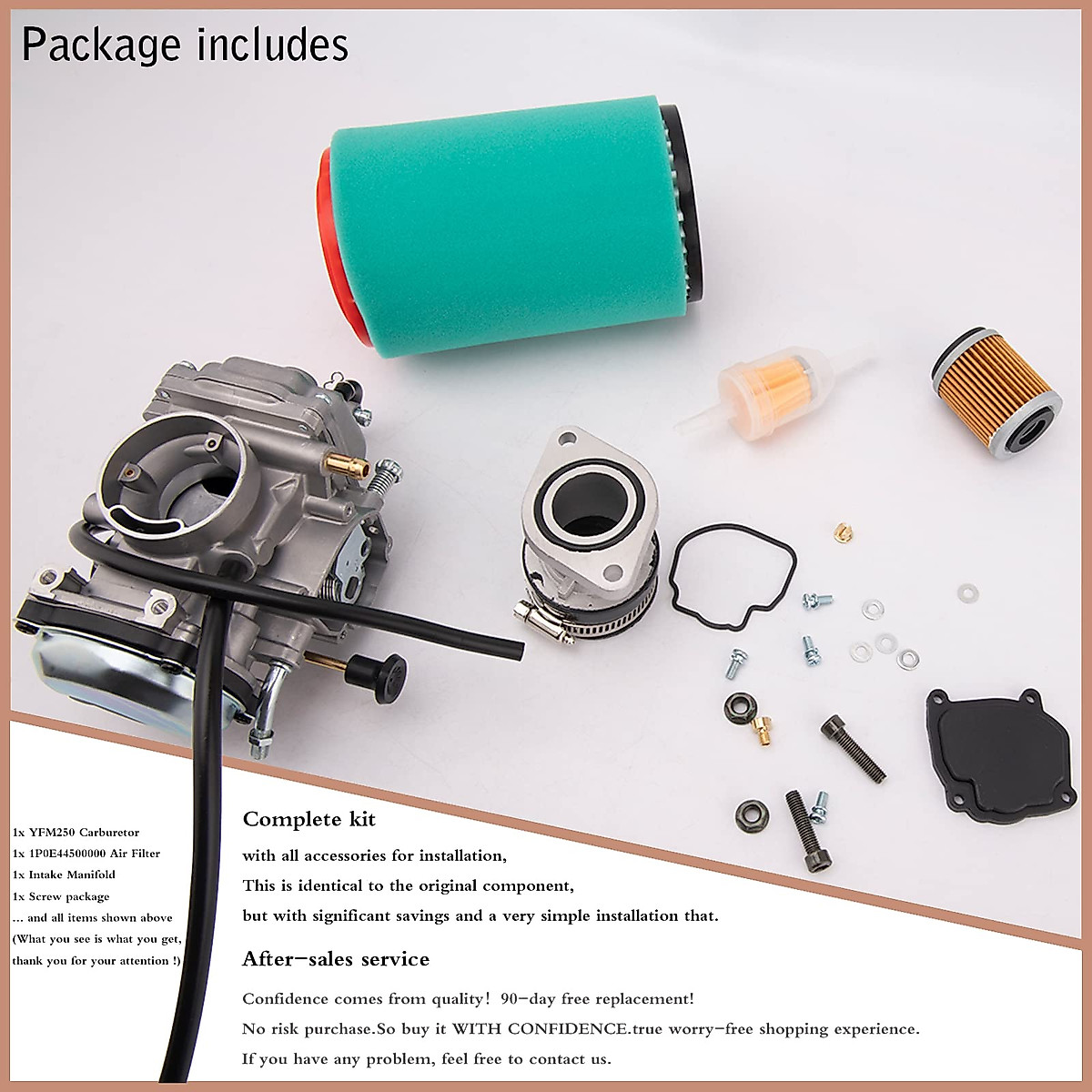 YFM250 Carburetor Replace # 4XE-14140-13-00 Fits for 1999 2000 2001 2002 2003 2004 Yamaha Bear Tracker 250 Yfm250X Yfm250Xh Yfm250XM & More ATV Carb