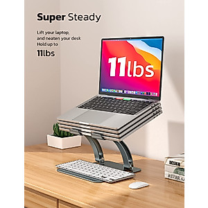 Nulaxy Adjustable Laptop Stand for Desk, Ergonomic Portable Laptop Stand Up to 10.6" with Heat-Vent, Laptop Riser Supports Upto 11Lbs, Compatible with MacBook Pro All Laptops 11-15.7"(Grey)
