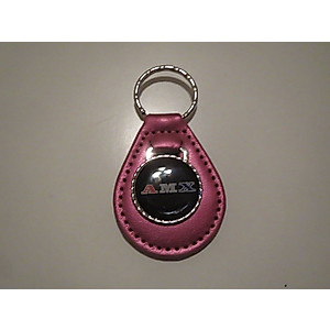 AMX A-M-X EMBLEM LOGO LEATHER KEYCHAIN - MAGENTA