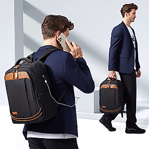 LOVEVOOK Travel Laptop Backpack Large Daypack with USB Port School Computer Bag Fits 15.6 Inch Laptop Business College Students Bookbag Gifts for Men Women ,Black