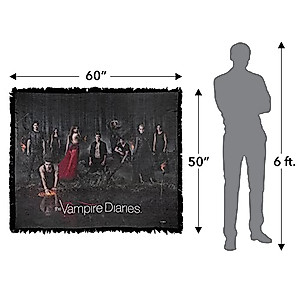LOGOVISION The Vampire Diaries Blanket, 50"x60" Group Poster Woven Tapestry Cotton Blend Fringed Throw Blanket