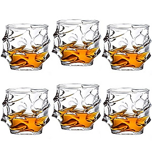 WUWEOT 6 Pack Crystal Whiskey Glasses, Clear Thick Scotch Glasses, 10 Oz Old Fashioned Bourbon Tumblers with Box for Drinking Scotch, Cocktails, Rum, Vodka, Cognac, Liquor
