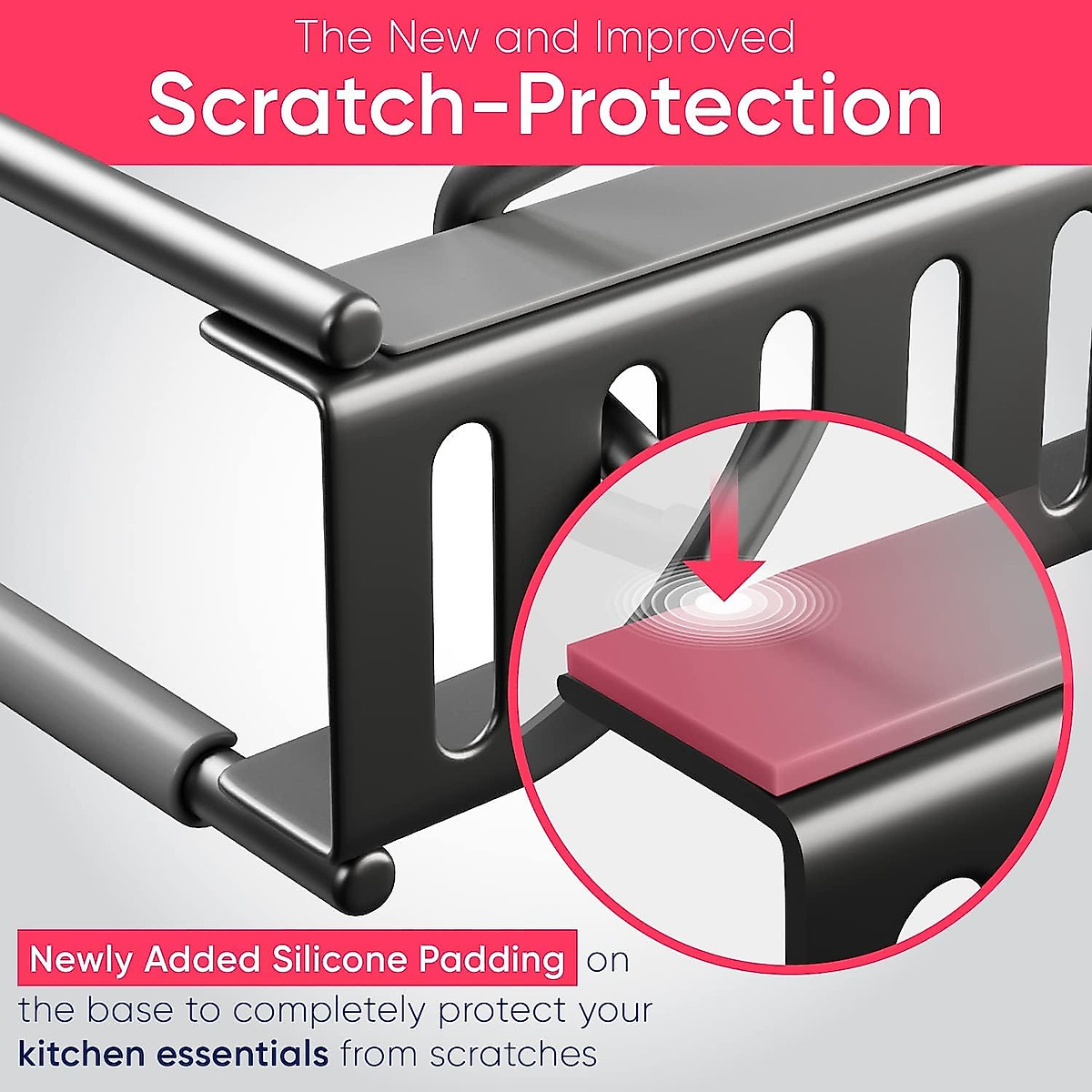 Better Things Home Pot Lid Organizer for Cabinet with 6 Adjustable Dividers - Anti-Scratch Padding - Bakeware, Cookware – Perfect for Kitchen Organization (Dark Grey)