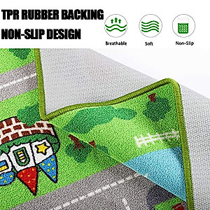 Capslpad Kids Rug Educational Play Rug 6.6' x 5' Traffic Road Kids Play Car Mat Large Learning Play Game Area Rug Kids Carpet for Playroom Living Room Nursery Room Decor