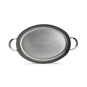 de Buyer MINERAL B Carbon Steel Oval Roasting Pan - Ideal for Roasting Meat, Seafood & Veggies - Naturally Nonstick - Made in France