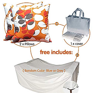 XIZZI Patio Sets, Outdoor Patio Furniture, All Weather Patio Furniture, PE Rattan Wicker with 2 Pillows and 1 Furniture Covers (Brown, Red) (red)