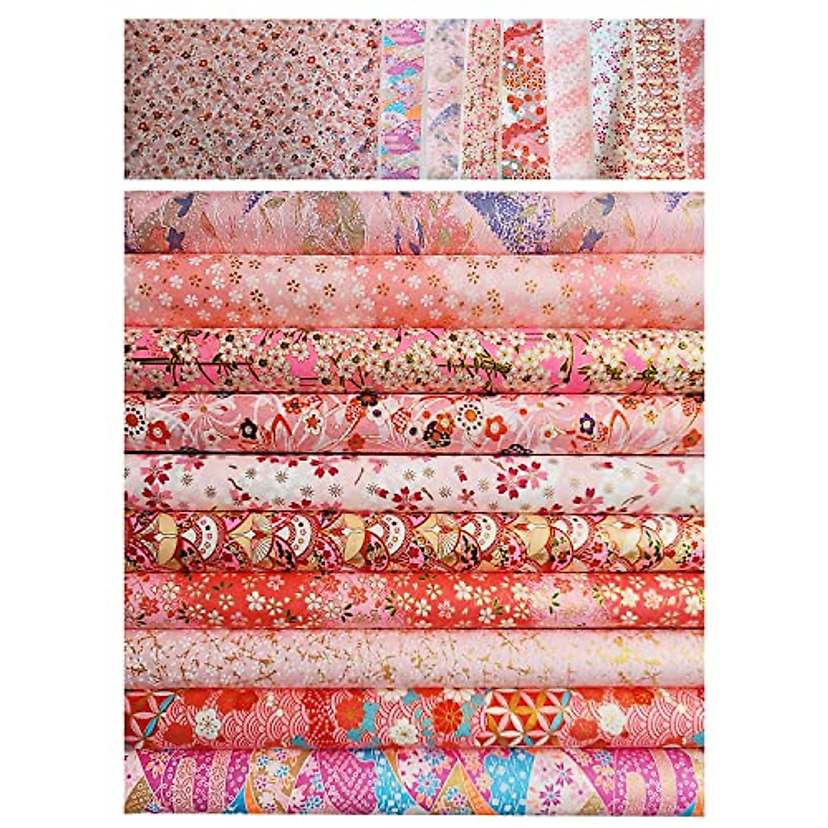 10 Sheets of Japanese Style Thickened Roller Gift Wrapping Paper for Christmas,Wedding,Birthday,Baby Shower,Valentine,Gift Box Packing DIY Craft,17.3" x 23.23" (Pink)