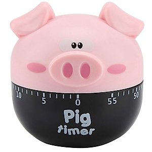Cute Cartoon Pig Kitchen Timer Mechanical Timers Counters for Cooking Timing Tool Alarm Clock Portable Alarm Clock Kitchen Cooking Tool(Pink)