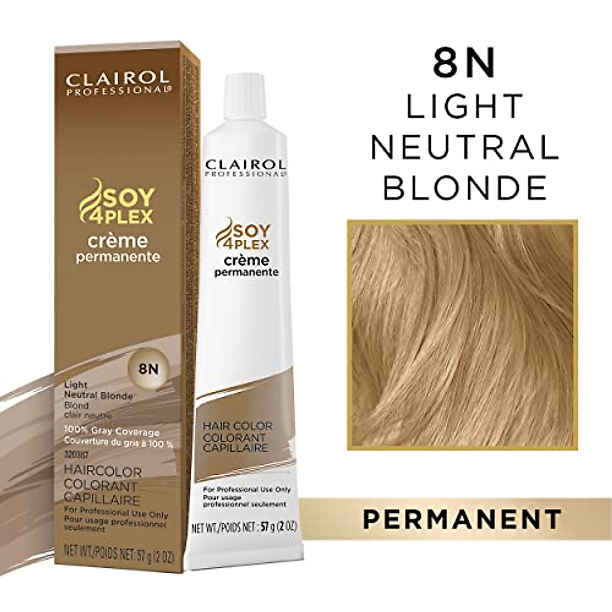 Clairol Professional Permanent Crème, 8n Light Neutral Blonde, 2 oz (Pack of 1)