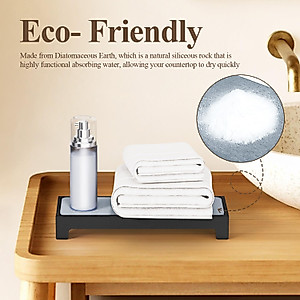 Sink Caddy, EnjoyNest Instant Dry Sink Organizer Sponge Soap Holder for Kitchen Sink Bathroom Countertop Fast Drying Rack Counter Tray Water Absorbing Stone Pedestal Stand Riser for Bottle Brush-Black