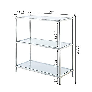 Convenience Concepts Royal Crest 3 Tier Bookcase, Chrome / Glass