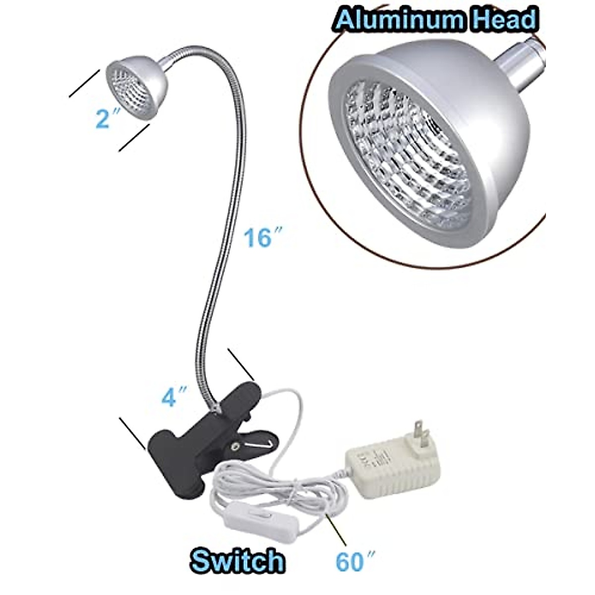 Aceple LED Small Grow Light, 6W Desk Plant Grow Light with Flexible Gooseneck Arms and Spring Clamp for Hydroponic Indoor Planting, Potted Plants, Garden Greenhouse