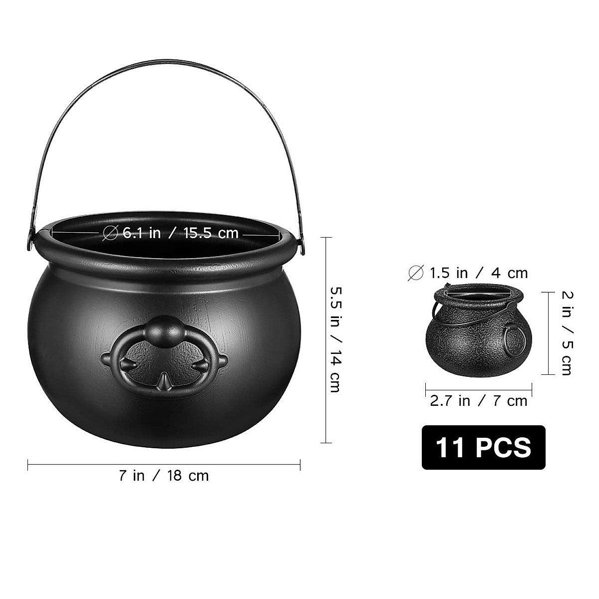 TOYANDONA 12 PCS Halloween Black Cauldrons Candy Cauldron Kettles Halloween Party Candy Bucket for Kids
