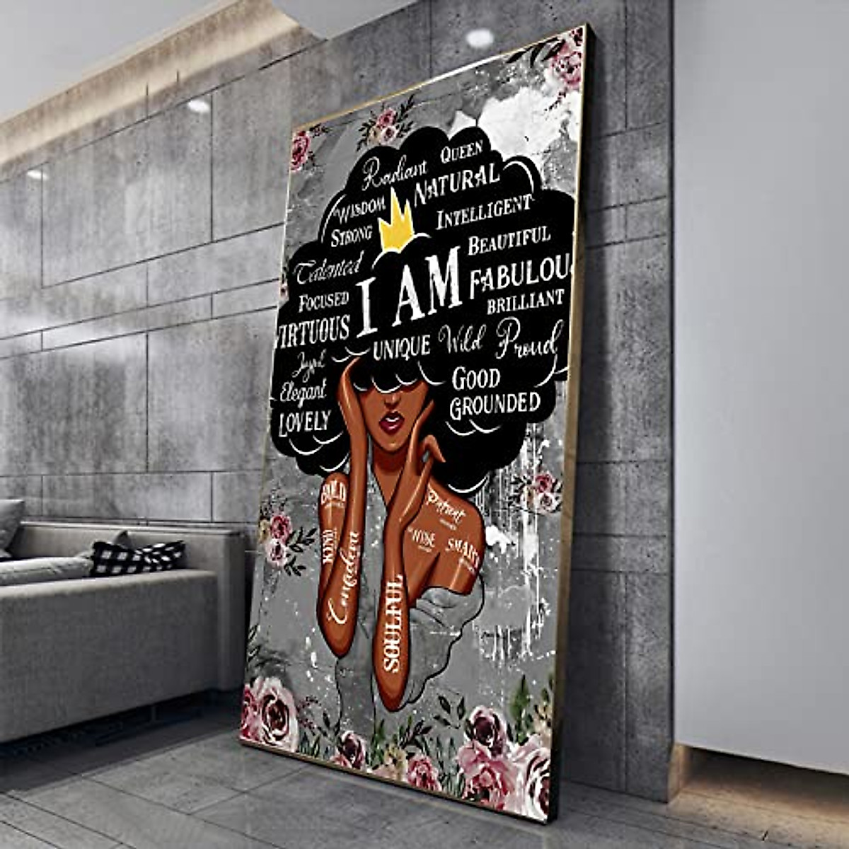 LLOSEUP African Queen Canvas Wall Art Black Women Canvas Paintings Black Girl Wall Art African American Abstract Nordic Pictures Posters Prints for Living Room Wall Decoration Artwork Unframed