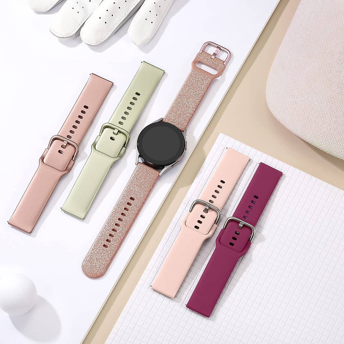 Maledan 15 Pack Bands Compatible with Samsung Galaxy Watch 7/6/5/4, 40mm/44mm, Silicone Sports Strap Women Men, Large