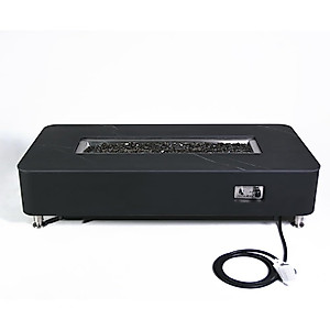 Valencia Concrete Fire Pit 62" x 30" Outdoor Patio Firepit Includes Fire Glass Modern Fire Pits & Outdoor Fireplaces for Garden, Deck, Indoor & Outdoor Heating