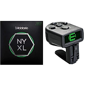 D'Addario NYXL Extra Super Light Electric Guitar Strings and NS Micro Tuner Bundle