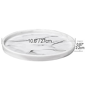 Shinowa Vanity Tray, Resin Bathroom Decorative Tray Catchall Organizer Jewelry Dish Tray for Bathroom Bedroom Counter-top Vanity Organization Vanity Table Jewelry Organizer, White Marble