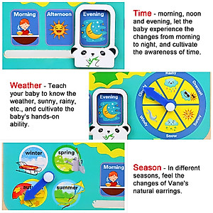 Ghims Montessori Educational Learning Toys, Kids Calendar, Toddler Calendar Learning for Home, Multifunctional Wooden Frog Teaching Clock, Weather, Season, Time, Week Toys for Kids 3+