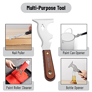 Bates- Paint Scraper, 9 in 1 Painters Tool, Mahogany Wooden Handle, Paint Scrapers for Wood, Painters Tool, Painters Knife, Paint Scraper for Painting, Putty Knife, Metal Scraper, Spackle Knife