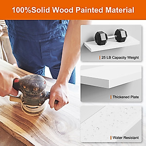 oridom Floating Shelves for Wall, White Wood Wall Shelf Set of 3, 16" Wall Mounted Floating Shelf for Kitchen, Living Room, Bedroom, Bathroom Storage, Book Shelf for Wall Home Decor, Frame Display