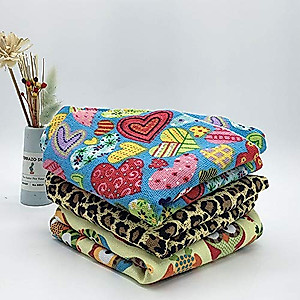 Small Animal Hanging Hammock Pet Swinging Bed 3 Tier Sleep Nap Sack Cage Accessories Kit Set Tunnel Ferret Rat Cave Sugar Glider Hideouts Warm Bedding for Squirrel Guinea Pig Parrot (Heart Pattern)