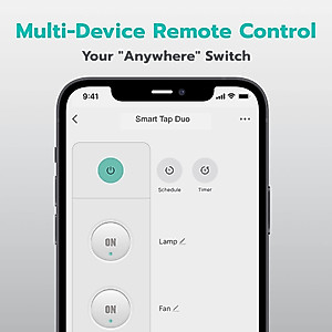 KMC Smart Plug Duo, 2-Outlet Wi-Fi Smart Plug, Multi Plug Adapter, Independently Controlled Smart Outlets, Works with Alexa & Google Assistant, No Hub Required