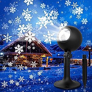 Christmas Projector Lights Outdoor, Indoor Decorations Snowflake Projection Lights LED Snowfall Show Spotlight Waterproof Landscape Lighting for Xmas Holiday Party Wedding Garden Patio