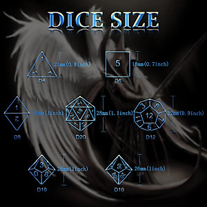 DND Dice, Dungeons and Dragons Dice Metal Dice Set D&D with Box HNCCESG Unique Role Playing Dice Hollow Polyhedral Starter Dice Gaming D and D Dice for Board Game RPG Warhammer (Angel Blue Number)