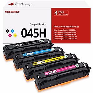 GREENSKY Compatible Toner Cartridges Replacement for Canon CRG 045 045H Color ImageCLASS MF634Cdw MF634 634C MF632Cdw MF633Cdw MF632C MF632 LBP612Cdw LBP613Cdw LBP612C LBP612 Laser Printer (4 Pack)