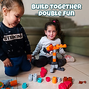 WISEPLAY Space Interactive Toys for 2+ Year Old - Bulding Mega Blocks for Toddlers 2-3 with Intelligent Interactive Moduls - Space Rocket Toy for Toddlers - STEM Space Ship Toy