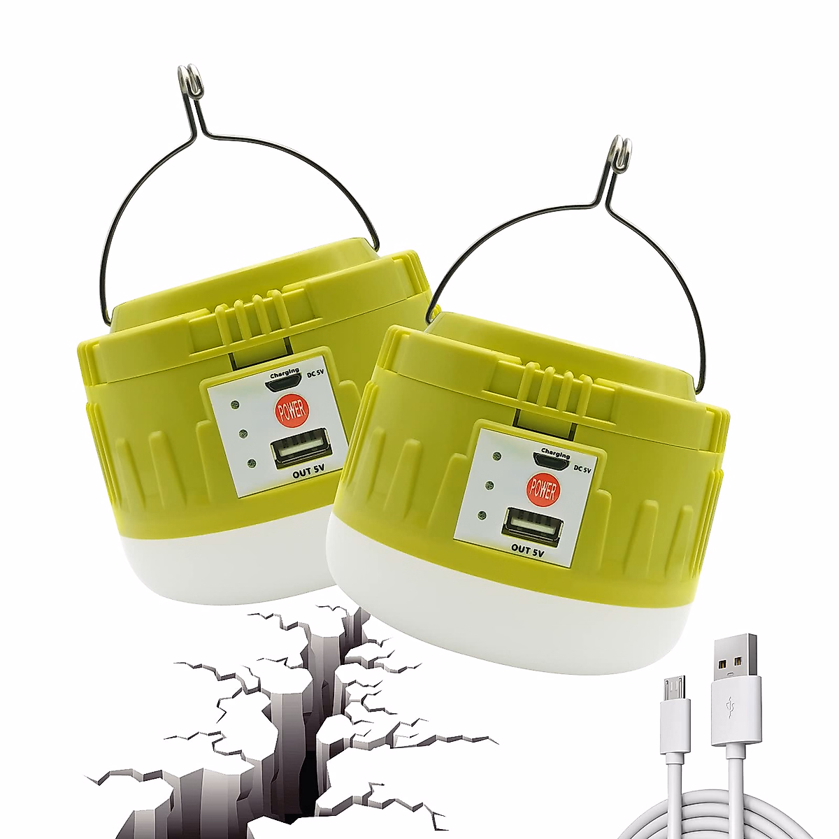 Camping Lantern Solar Power USB Rechargeable Emergency Power Bank Portable LED Tent Light 4 Light Mode for Garden Camping Hiking Travel Fishing Outdoor 3600mAh Waterproof Solar Light Bulbs(50W)