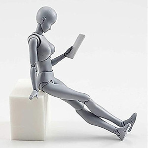 SYKIA Action Figures Body Kun DX & Body-Chan DX PVC Figure Model Drawing SHF Children Kids Collector Toy Gift with Box, Drawing Mannequin Figure Models for Artists (Grey Female)