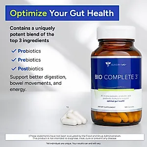 Gundry MD® Bio Complete 3, 3-in-1 Probiotics for Gut Health, Probiotic Supplements for Digestion, Supplement Supporting Bloating, Gas, Food Cravings, Energy Levels, Skin, and Focus, 30 Day Supply