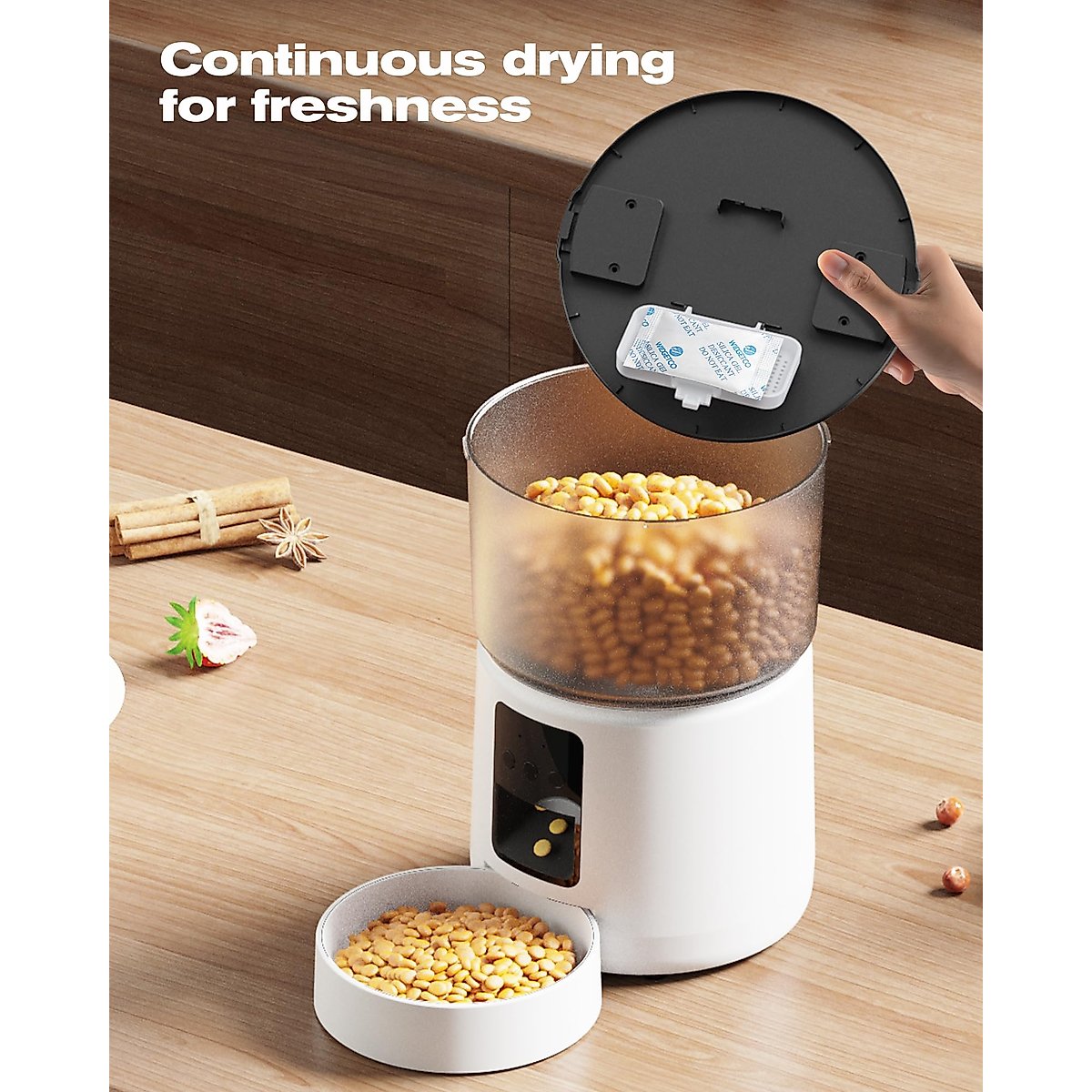 Automatic Cat Feeder: 2.4G/5G Cat Food Dispenser - Cat Feeder with 1-10 Meals - WiFi Cat Feeder Automatic - APP Control - Cat Automatic Feeders - Auto Cat Feeder - 3L Pet Feeder - BEMOONY White
