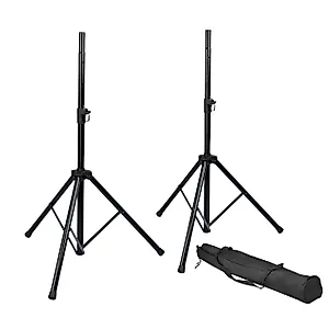 Rok-It Adjustable Speaker Stand Set with Carry Bag and Dual Diameter tube for Both 35mm and 38mm Speaker Mounts; (RI-SPKRSTDSET)