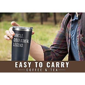 Onebttl Godfather Gifts from Godchild - 20oz Stainless Steel Insulated Tumbler Travel Mug, Funny Gift Idea for Best Uncle Legend on Christmas, Birthday