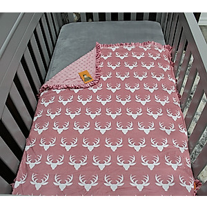 Dear Baby Gear Baby Blankets for Boys & Girls - Neutral Baby Blankets - Baby Girl Blanket & Baby Boy Blankets - Baby Blankets Unisex - Antler Dusty Rose, Pink Ruffle 40x30 Inches