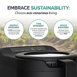 Luma Electric Kitchen Composter, 2.5L Capacity Odorless Countertop Compost Bin with Lid Clear-View Window, Smart Trash Can for Food Disposal, Turn Food Waste into Nutrient-Rich Plant Food