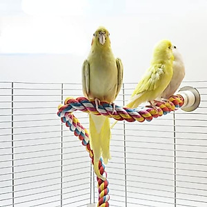 Bird Rope Perches, Colorful Cotton Parrot Toys Comfy Perch for Rope Bungee Bird Toy for Parakeets, Cockatiels, Conures, Lovebirds, Budgie (Large)