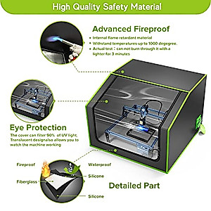 Laser Engraver Enclosure with Vent, Fireproof and Dustproof Protective Cover for Most Laser Engraving Machine, Insulates Against Smoke and Odor, Noise Reduction, Eye Protection, 700x700x460mm