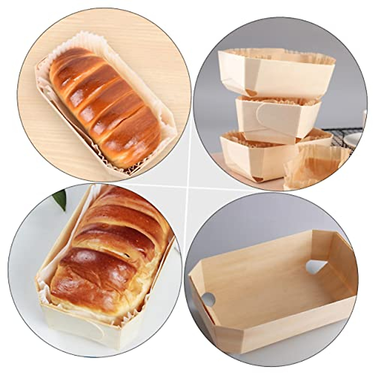 Cabilock 10pcs Wooden Toast Box Toaster Oven Pan Disposable Baking Pan Donut Mold Paper Bread Pan Baking Dishes for Oven Wood Loaf Pan Practical Toast Trays Non-stick Toast Plates Rectangle