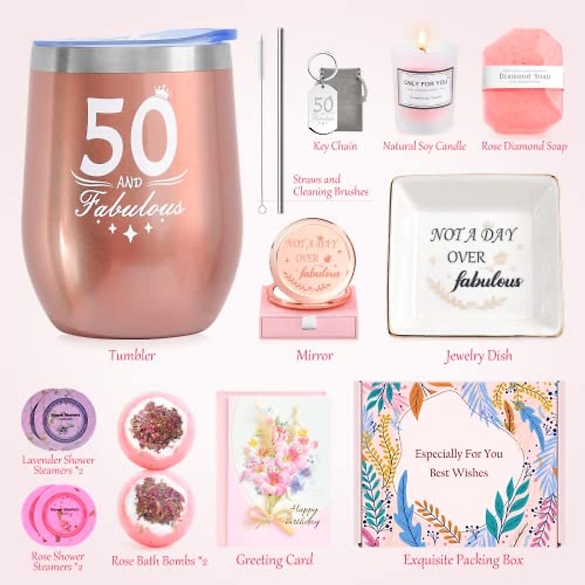 50th Birthday Gifts for Women, Birthday Box for Women, Mom, Friend, Sister, Wife, Aunt, Coworker, Grandma, Daughter, Wife Birthday Gift Ideas, Cool Gifts for 50 Year Old Womem